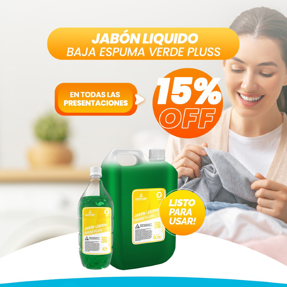 Jabón Líquido Baja Espuma «Verde Pluss» - Indulimp